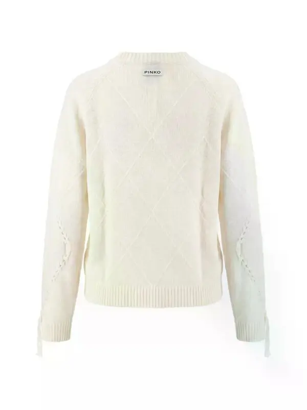 Pinko Diamond-knit Fringed Sweater - Neutrals