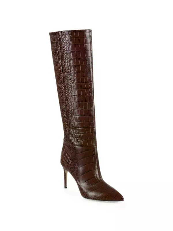 Paris Texas Croc-effect Pointed-toe Boots