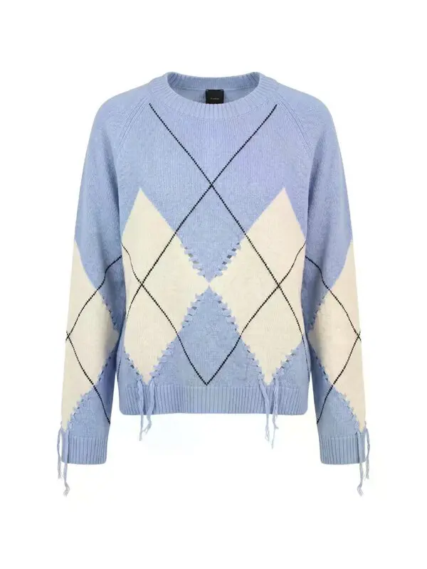 Pinko Argyle-pattern Tassel-detail Sweater - Blue