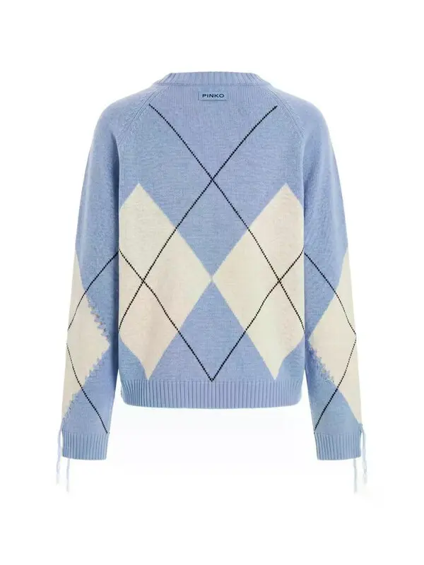 Pinko Argyle-pattern Tassel-detail Sweater