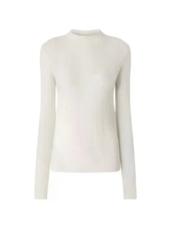 Pinko Ribbed Knit Long Sleeve Sweater - Neutrals