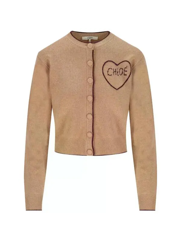 Chloé Heart-embroidered Logo Cardigan