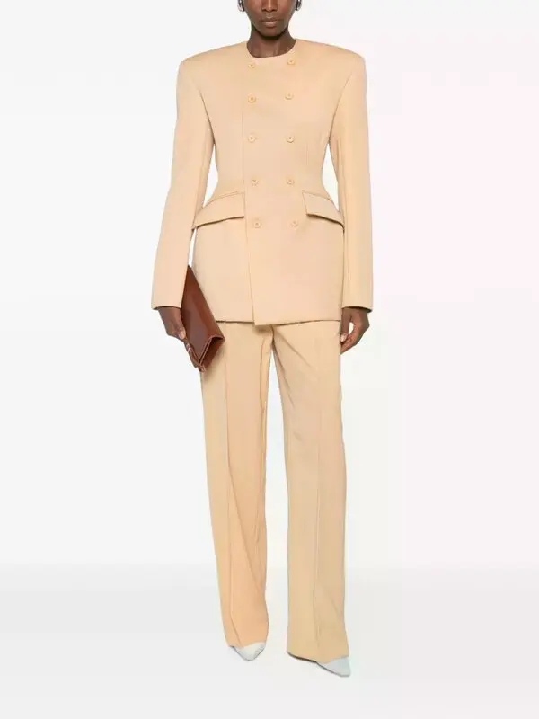 Wardrobe.NYC Beige Wide Leg Trousers - Neutrals