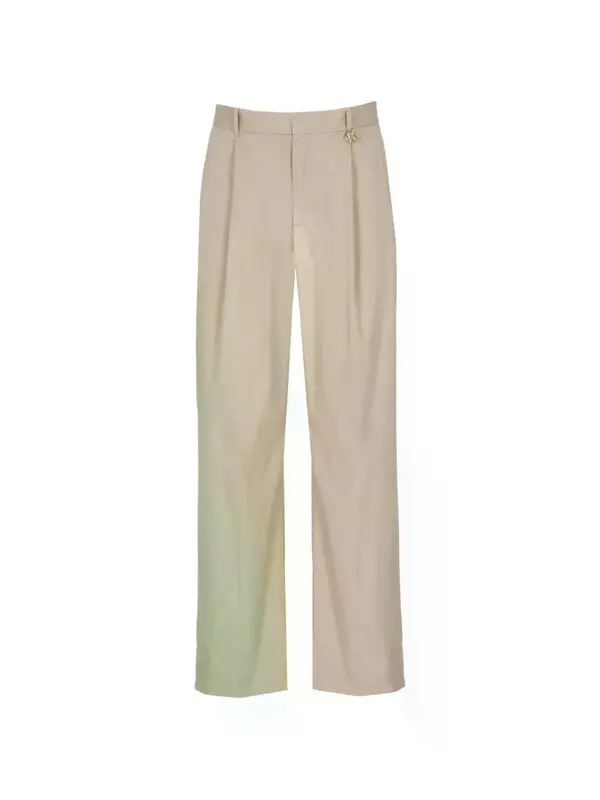 Casablanca Pleated Logo Plaque Wide-leg Trousers