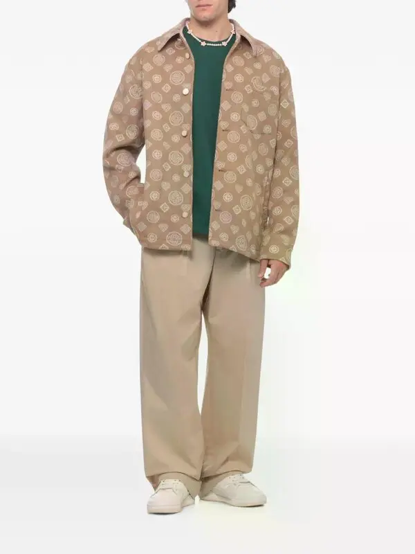 Casablanca Pleated Logo Plaque Wide-leg Trousers