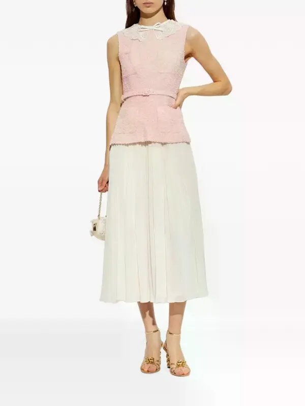 SELF-PORTRAIT Lace-collar Bouclé Midi Dress