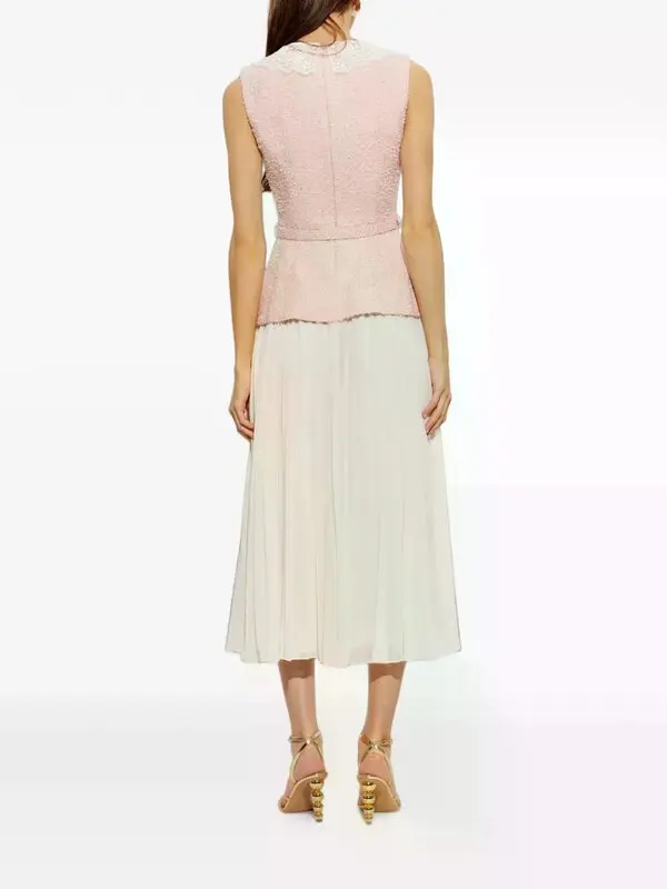 SELF-PORTRAIT Lace-collar Bouclé Midi Dress