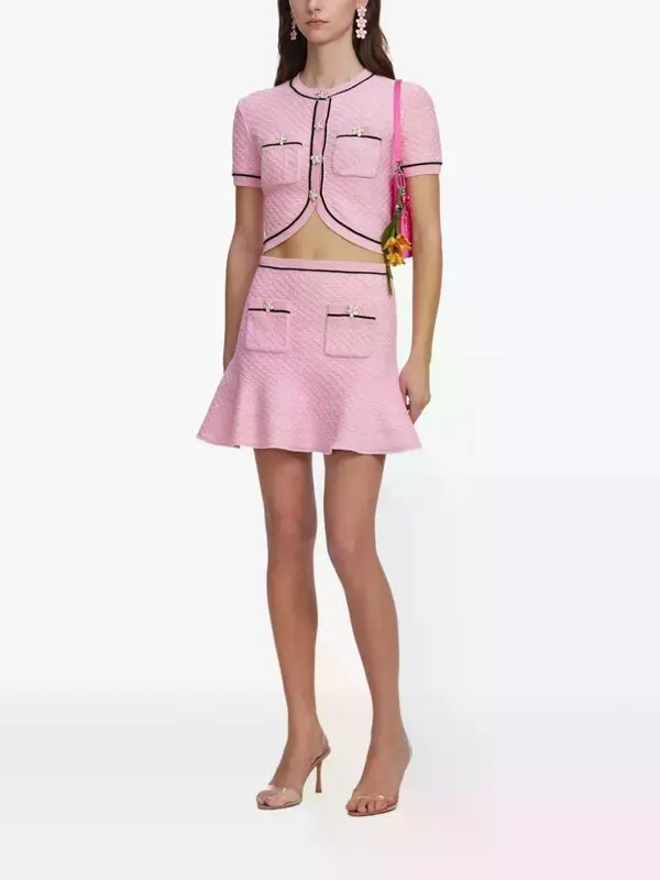 SELF-PORTRAIT Knitted Mini Skirt With Sequin Embellishment