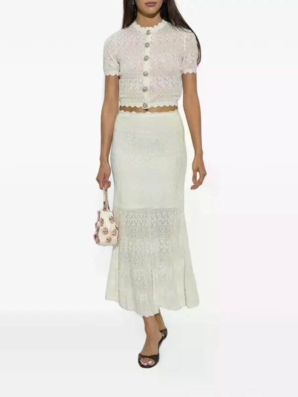 SELF-PORTRAIT Crochet-knit Scalloped-edge Maxi Skirt
