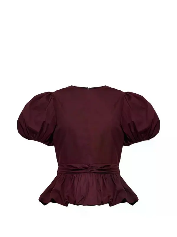 ROTATE BY BIRGER CHRISTENSEN Puff-sleeve Peplum Blouse