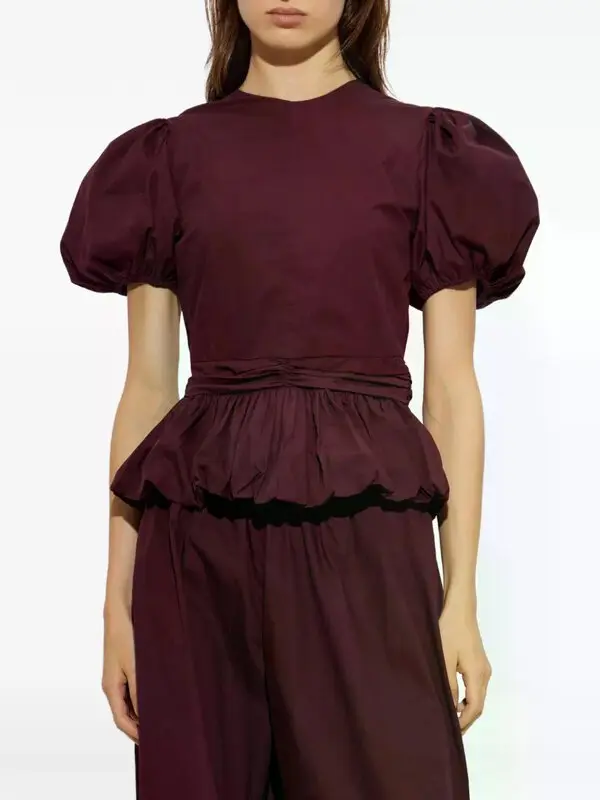 ROTATE BY BIRGER CHRISTENSEN Puff-sleeve Peplum Blouse
