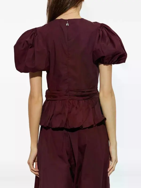 ROTATE BY BIRGER CHRISTENSEN Puff-sleeve Peplum Blouse