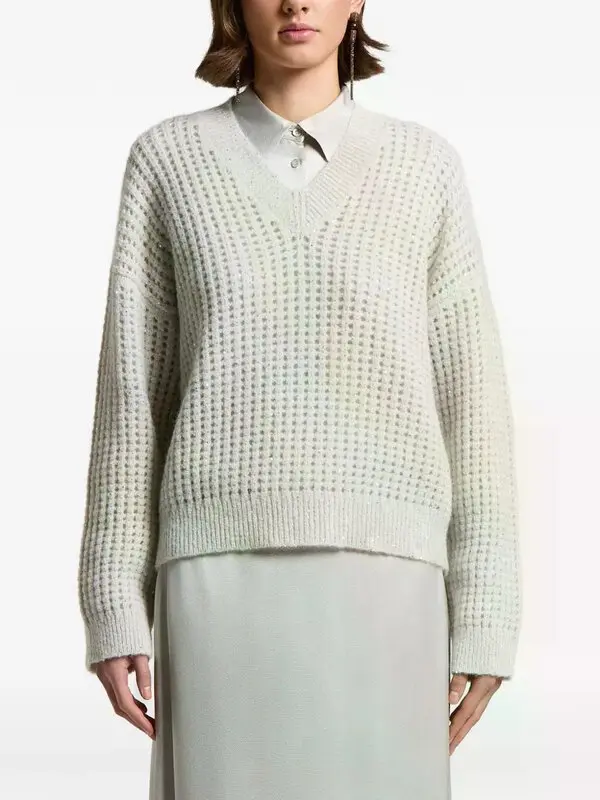 Peserico Waffle Knit V-neck Sweater