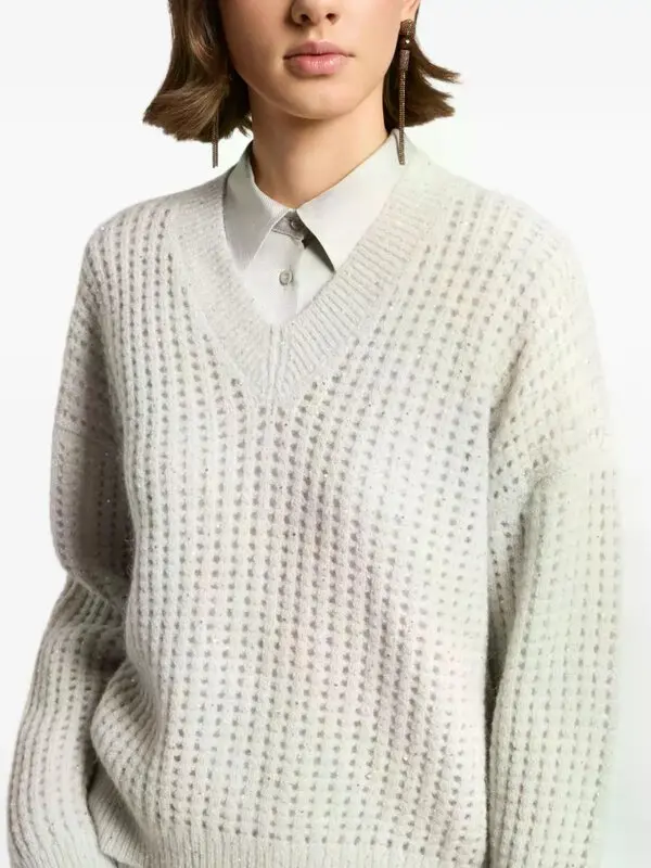 Peserico Waffle Knit V-neck Sweater