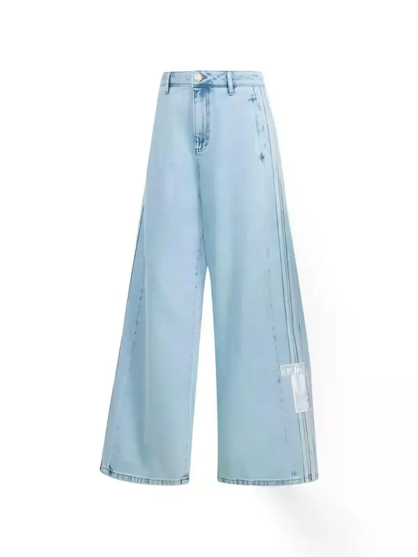 Adidas Adibreak Logo-patch Wide-leg Jeans - Blue