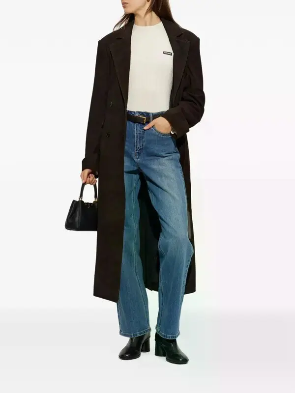 ROTATE BY BIRGER CHRISTENSEN Cable Knit Logo Patch High Neck Sweater