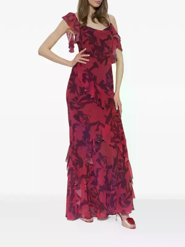 SELF-PORTRAIT Floral-print Ruffled-details Maxi Dress