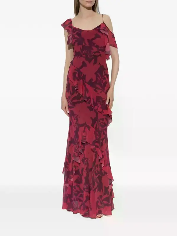 SELF-PORTRAIT Floral-print Ruffled-details Maxi Dress