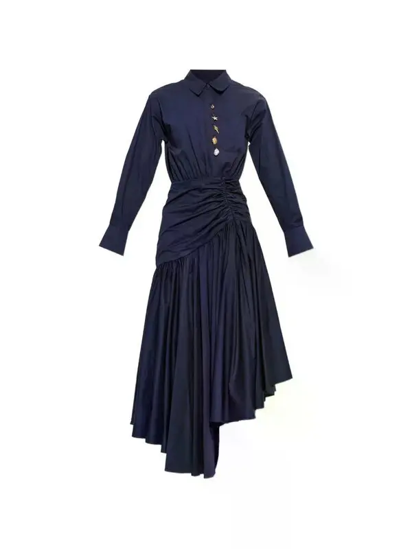 SELF-PORTRAIT Asymmetrical Gathered Maxi Dress