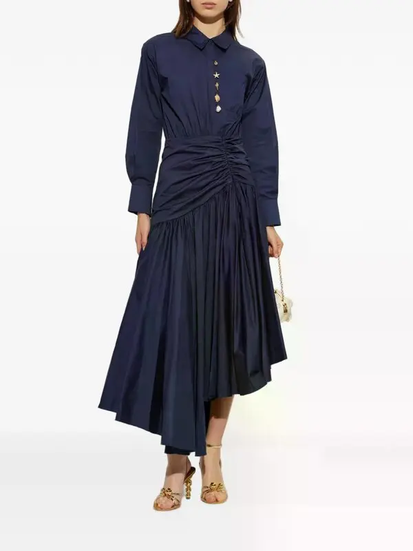SELF-PORTRAIT Asymmetrical Gathered Maxi Dress