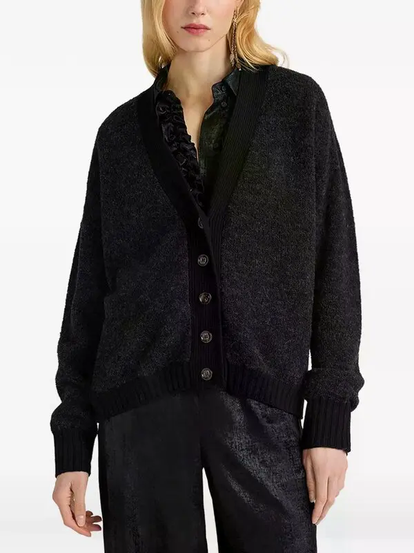 Momoni Pra Bouclé-knit Ribbed-trim Cardigan