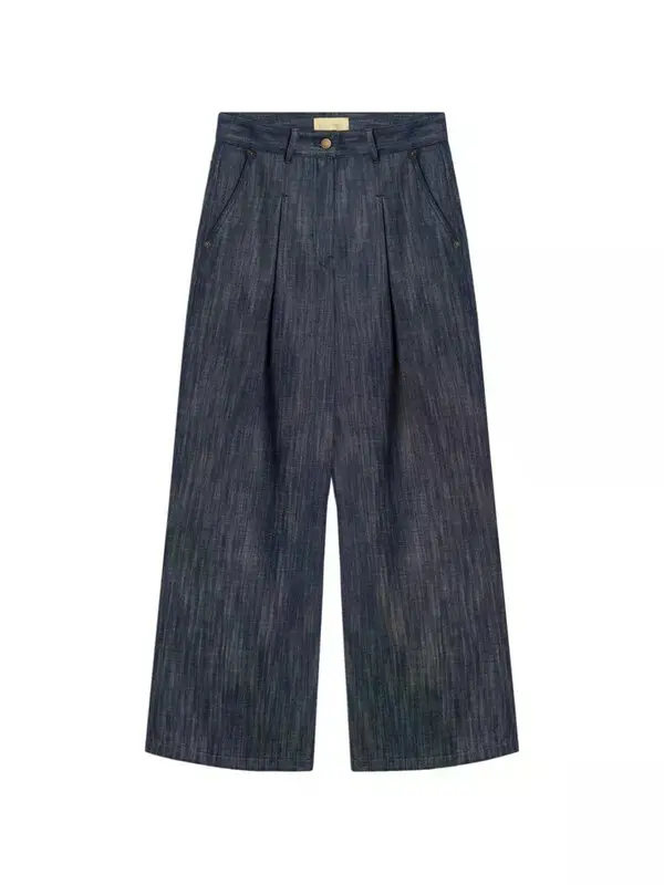 Momoni Pleated Wide-leg Jeans - Blue