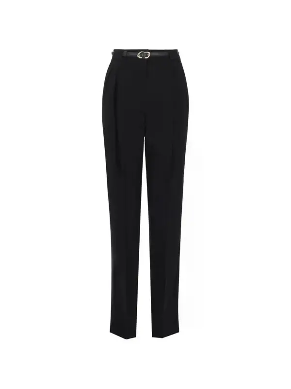 Max Mara Belted Pleated Trousers - Black