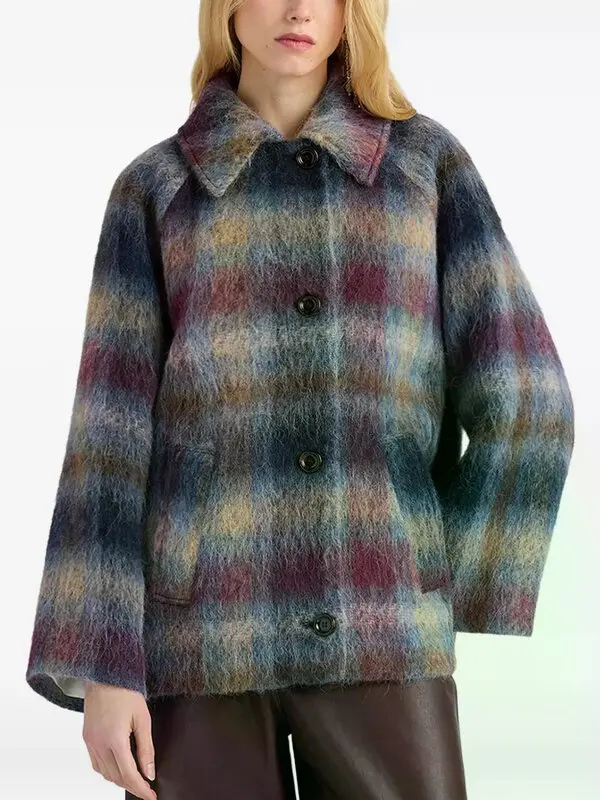 Momoni Eoil Tartan-check Single-breasted Coat