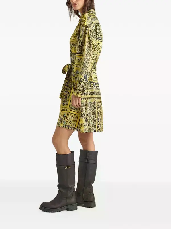 Momoni Uma Printed-silk Blouson Mini Dress
