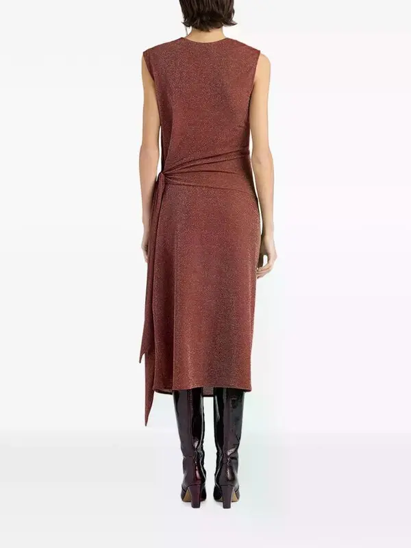 Momoni Roca Draped V-neck Sleeveless Midi Dress