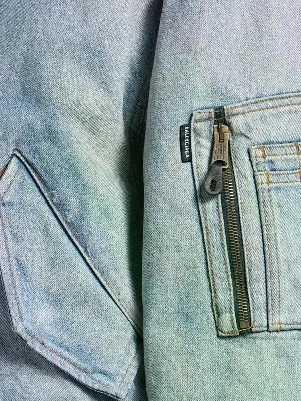 Balenciaga Faded-effect Denim Bomber Jacket