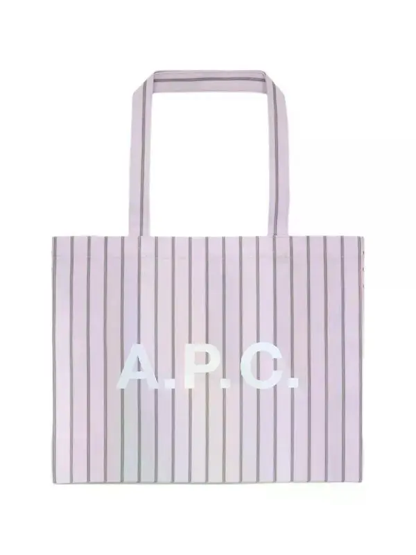 A.p.c. Diane Striped Logo Tote Bag - Pink