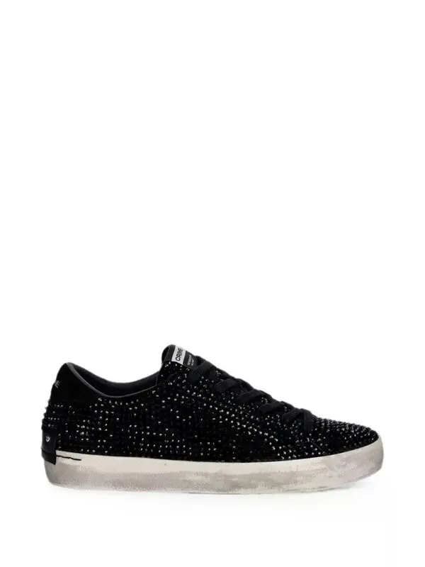 CRIME LONDON Distressed Crystal-embellished Sneakers