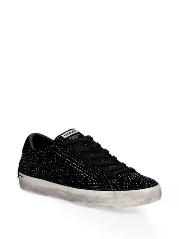 CRIME LONDON Distressed Crystal-embellished Sneakers