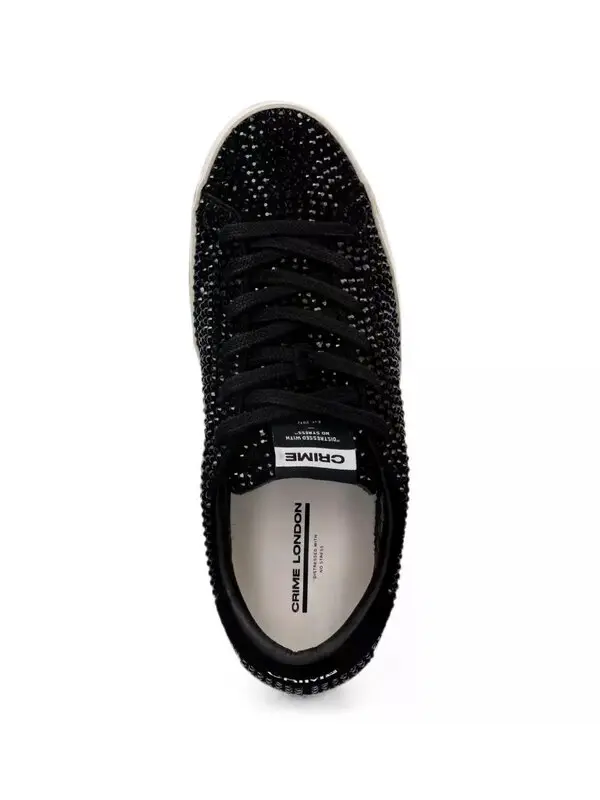 CRIME LONDON Distressed Crystal-embellished Sneakers