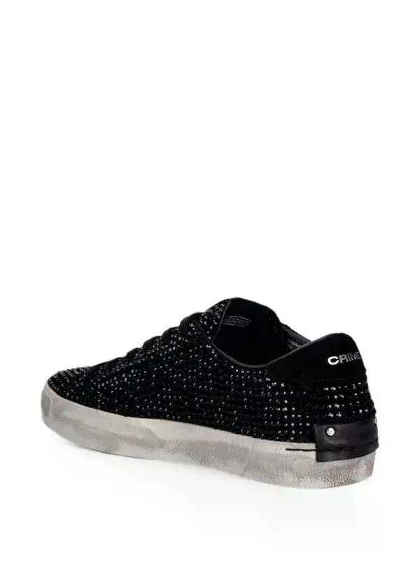 CRIME LONDON Distressed Crystal-embellished Sneakers