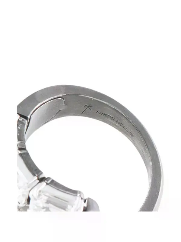 Nikos Koulis Emerald-cut Diamond Wrapped Design Ring In 18k White Gold
