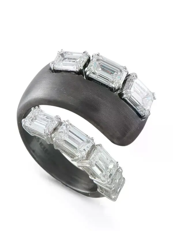 Nikos Koulis Emerald-cut Diamond Wrapped Design Ring In 18k White Gold