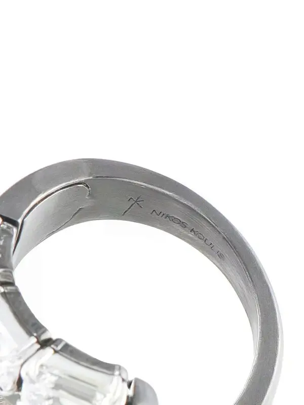 Nikos Koulis Emerald-cut Diamond Wrapped Design Ring In 18k White Gold