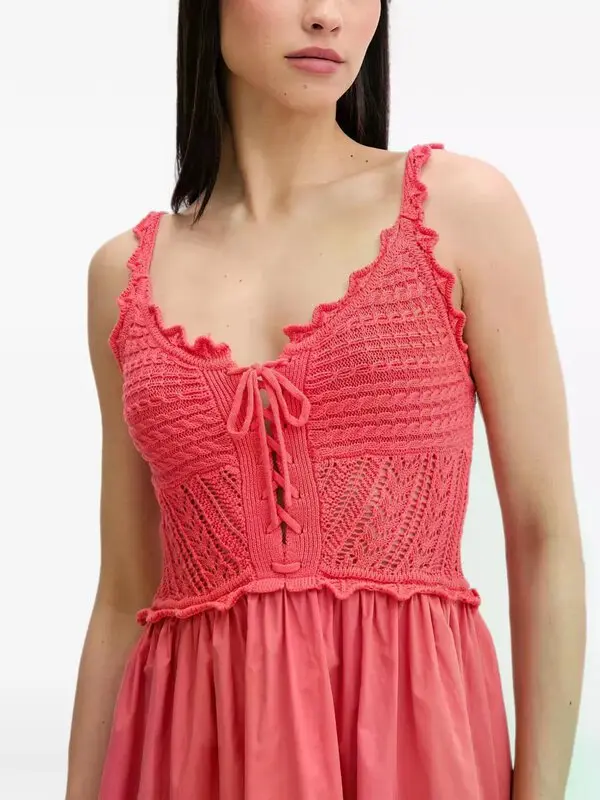 Liu Jo Crochet-knit Lace-up Midi Dress