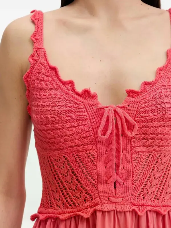 Liu Jo Crochet-knit Lace-up Midi Dress