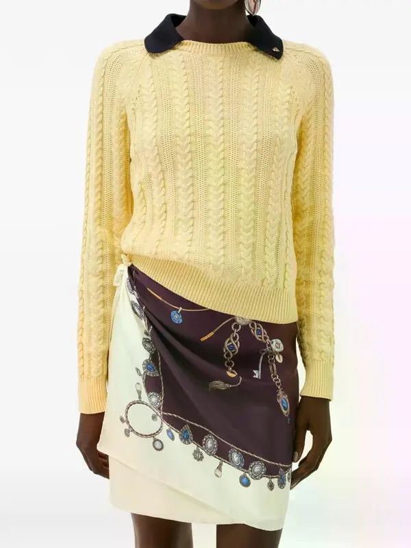 Versace Cable-knit Contrasting-collar Sweater
