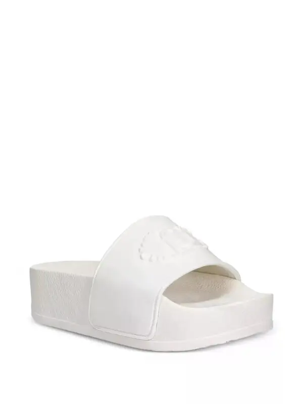 Liu Jo Logo-embossed Platform Slides - White