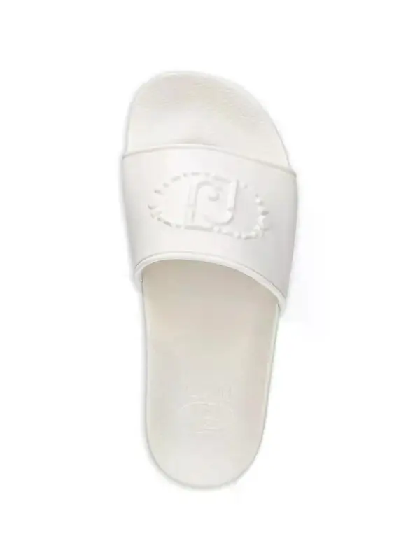 Liu Jo Logo-embossed Platform Slides - White