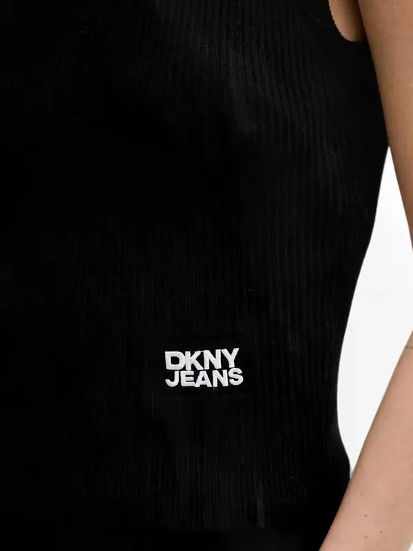 Dkny Ribbed-knit Logo-patch Top