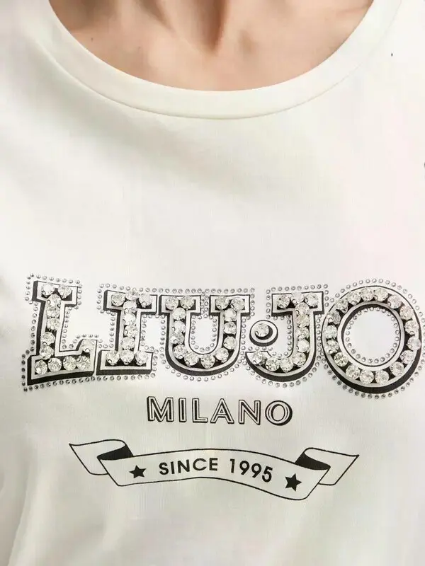 Liu Jo Crystal-embellished Logo-print T-shirt