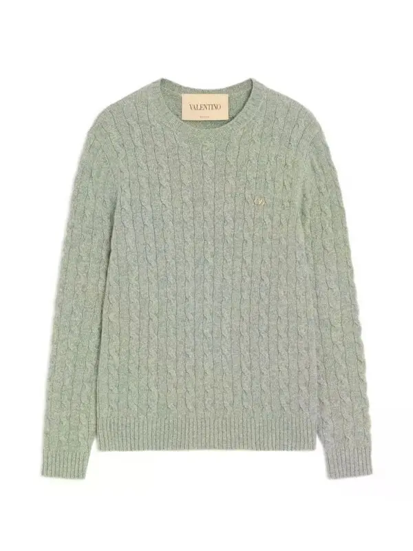 Valentino Garavani Cable-knit Wool Sweater With Vlogo