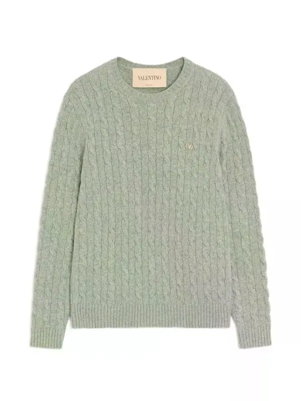 Valentino Garavani Cable-knit Wool Sweater With Vlogo - Green