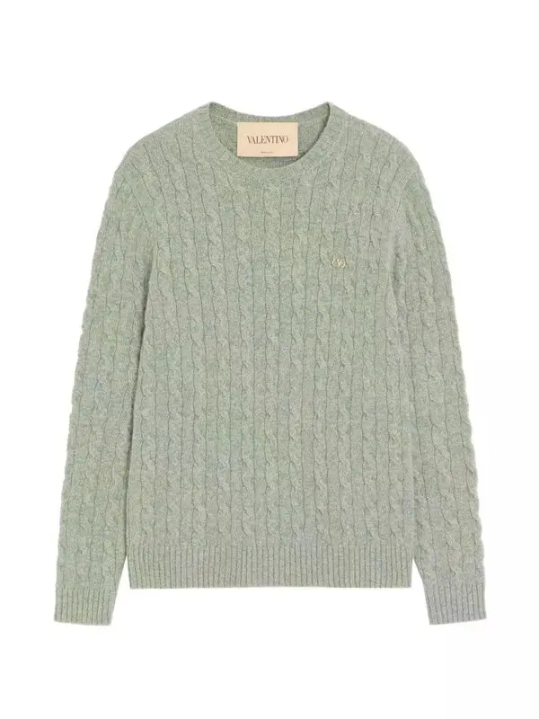 Valentino Garavani Cable-knit Wool Sweater With Vlogo