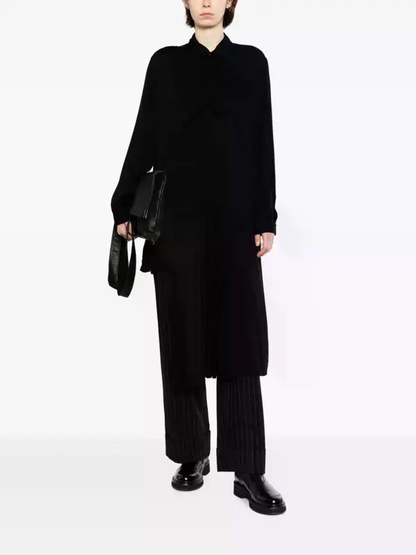 Yohji Yamamoto Pintuck-detail Draped Shirt - Black